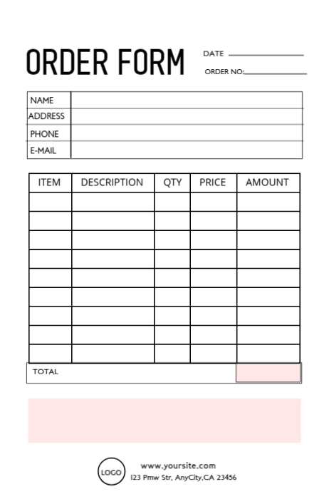 Simple Printable Order Form Template | Editable Business Purchase Sheet | PosterMyWall